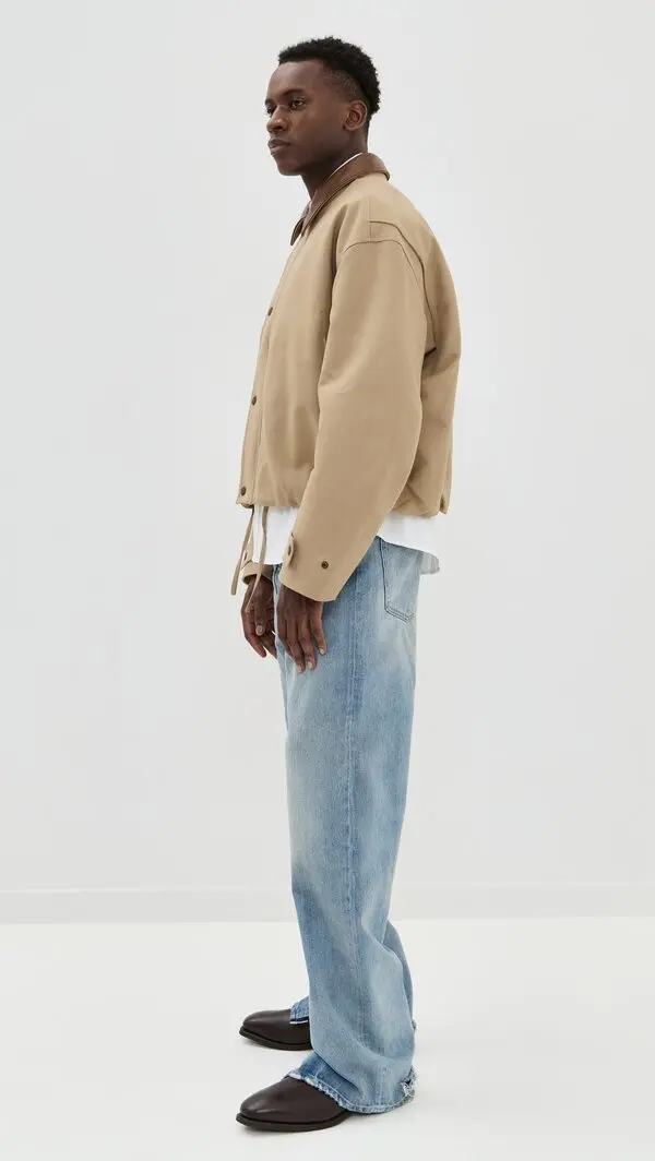Acne Studios Opado Cotton Twill Jacket In Khaki Beige - 30% Off